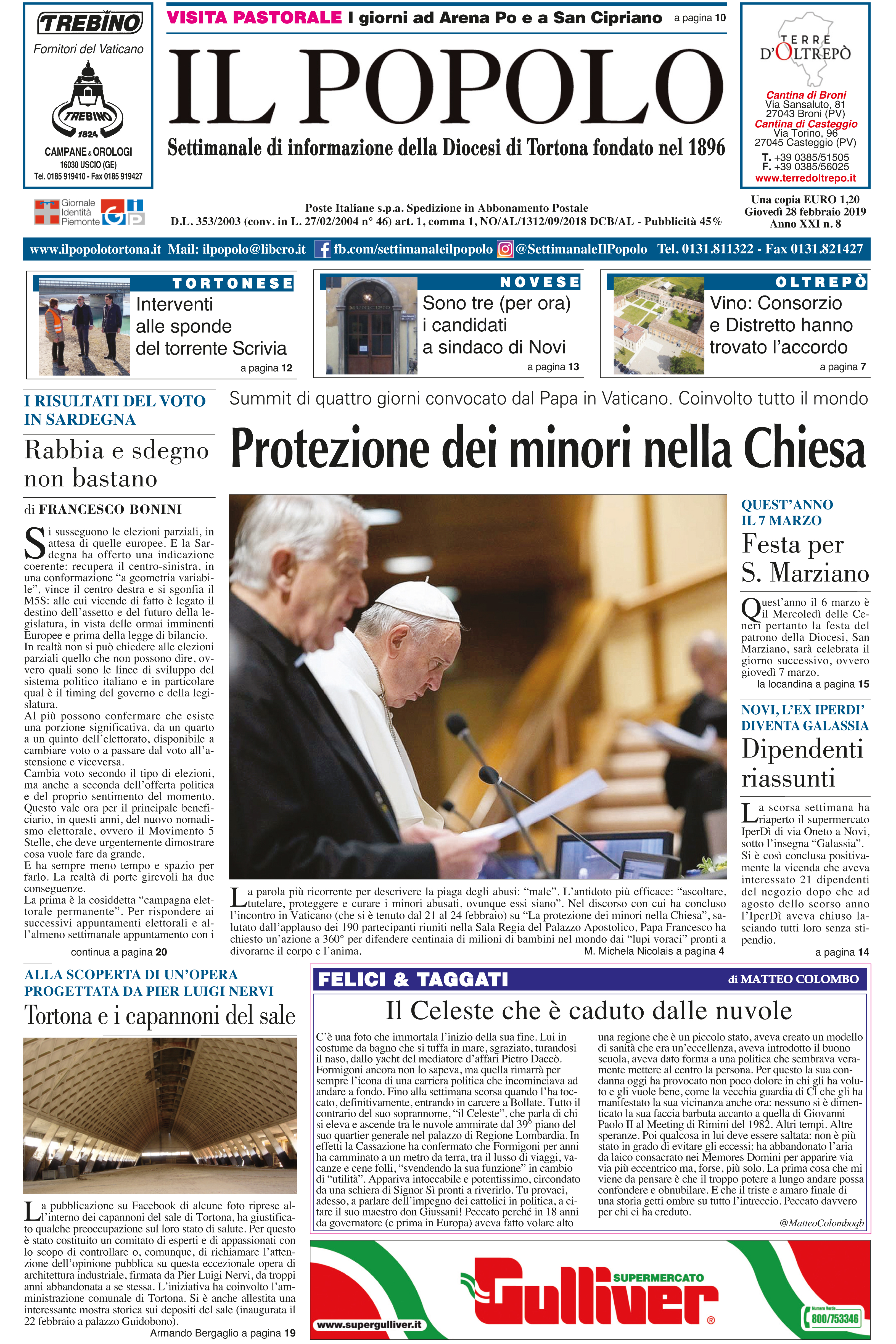 Prima pagina 28 febbraio - Il Popolo Tortona